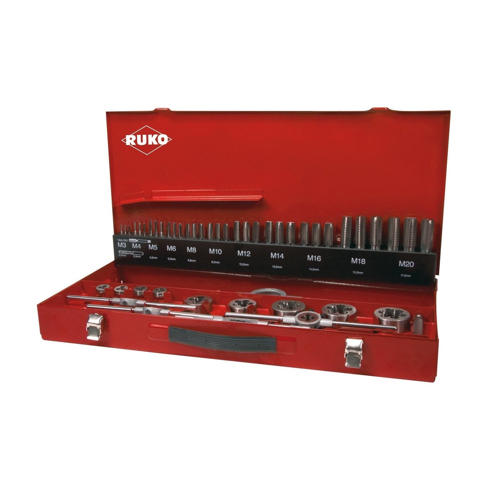 Ruko 245040 Assortimento maschi e filiere Hss, in cassetta metallica i